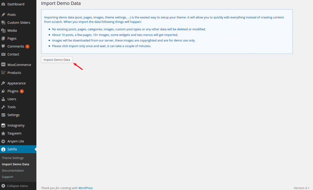 How to import Sahifa theme demo data ? - TieLabs